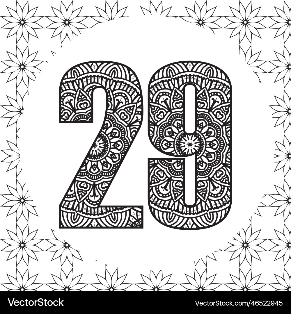 Mandala number coloring page for kids Royalty Free Vector