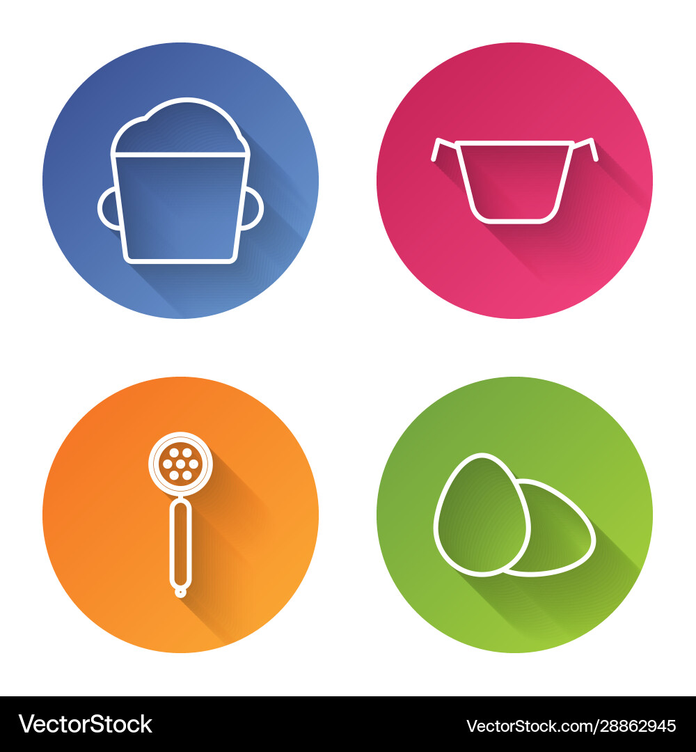 Set line bakery bowl dough cooking pot Royalty Free Vector