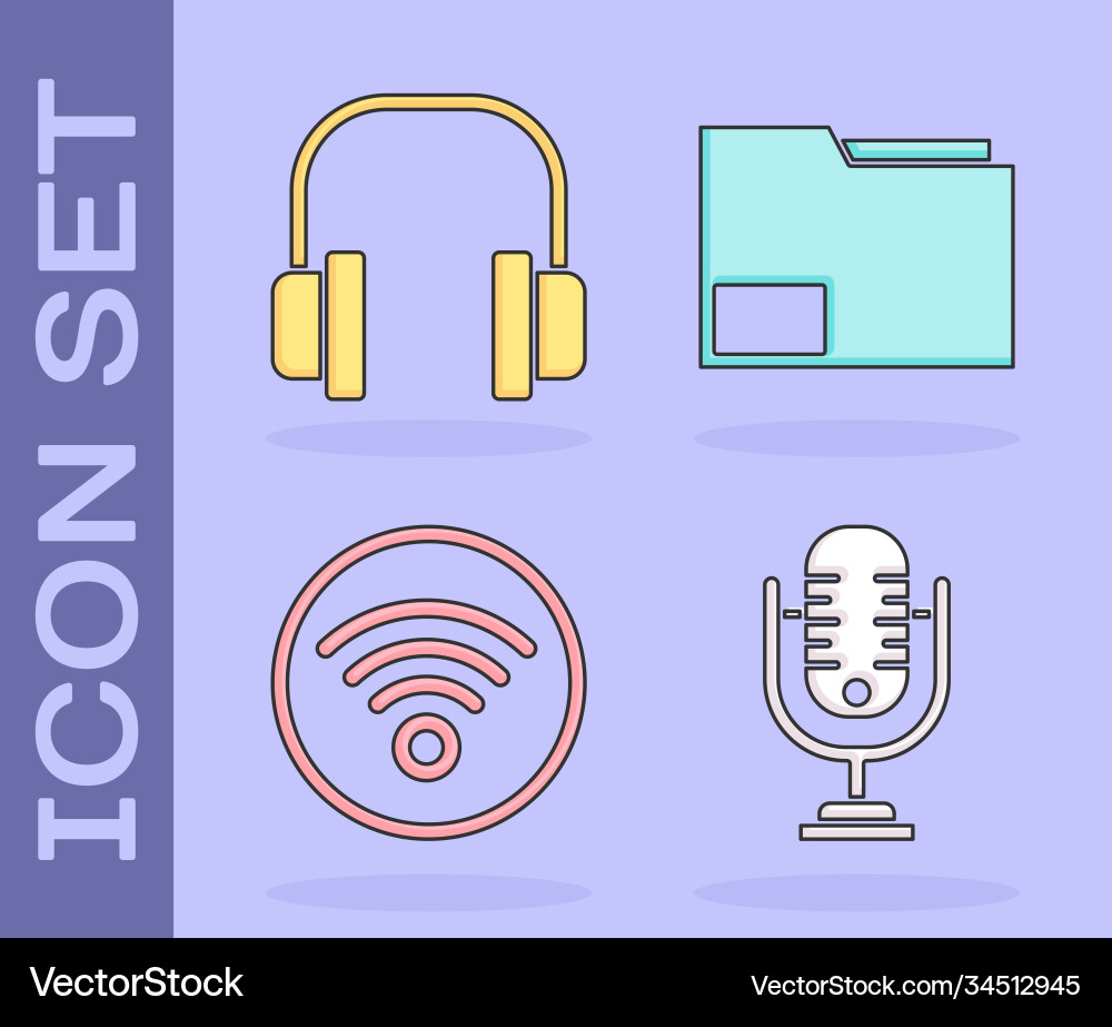 Set microphone headphones wi-fi wireless Vector Image