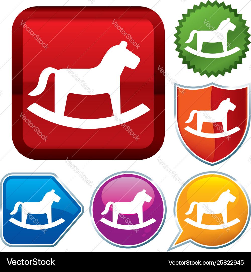 Set shiny icon series on buttons toy Royalty Free Vector