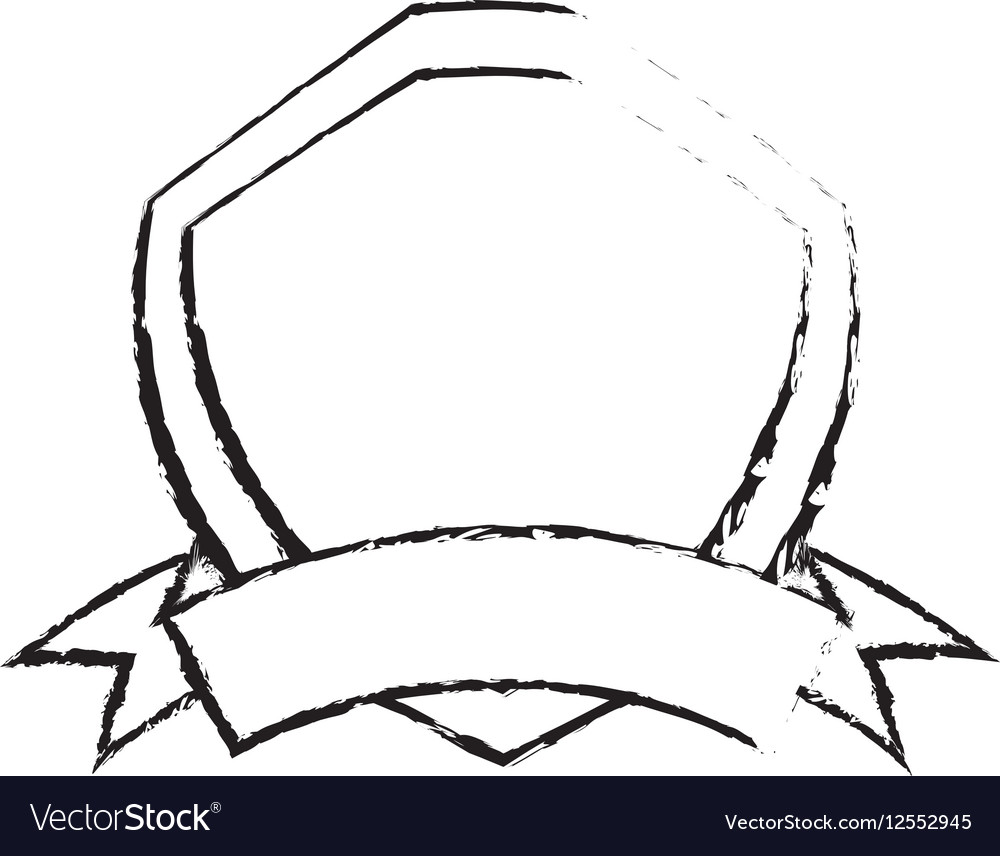 Shield Premium Badge Ribbon Sketch Royalty Free Vector Image