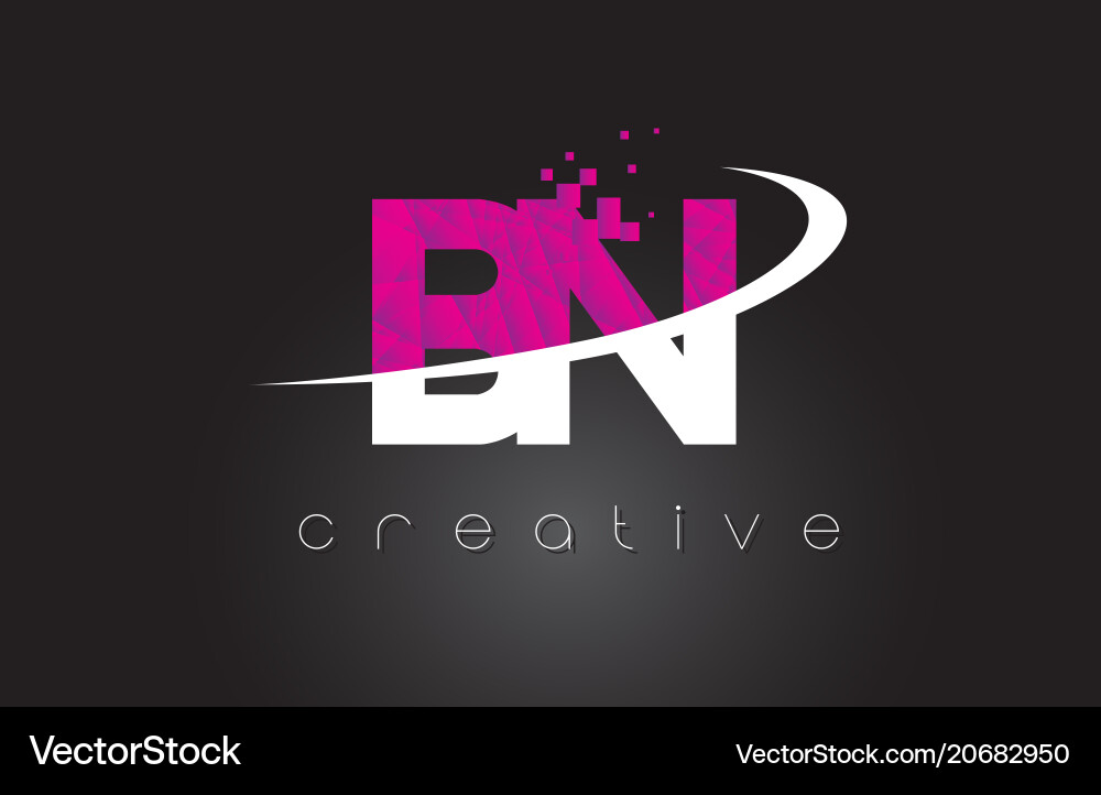 Bn b n creative letters design with white pink Vector Image