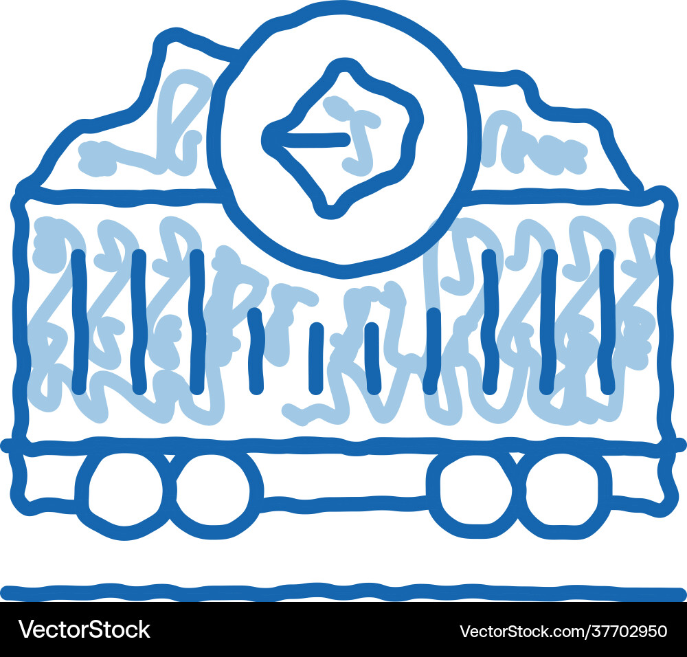 Coal trolley doodle icon hand drawn Royalty Free Vector