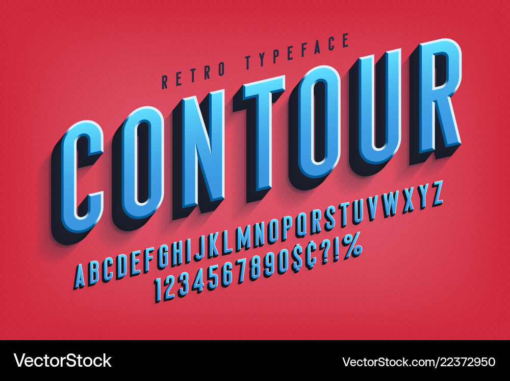 Condensed 3d display font design alphabet Vector Image