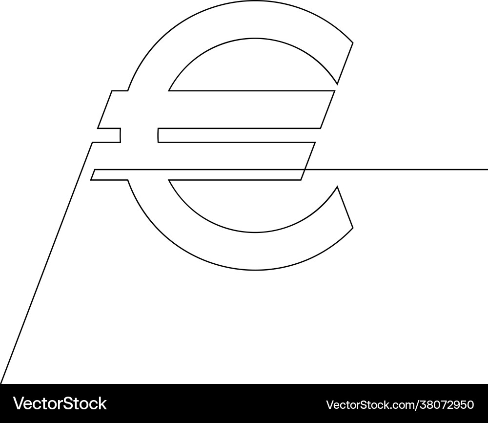 Continuous one line drawing euro sign black Vector Image