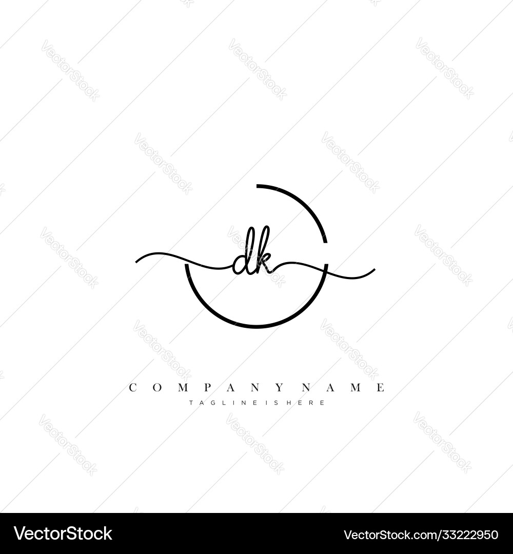 Dk initial handwriting minimalist geometric logo Vector Image
