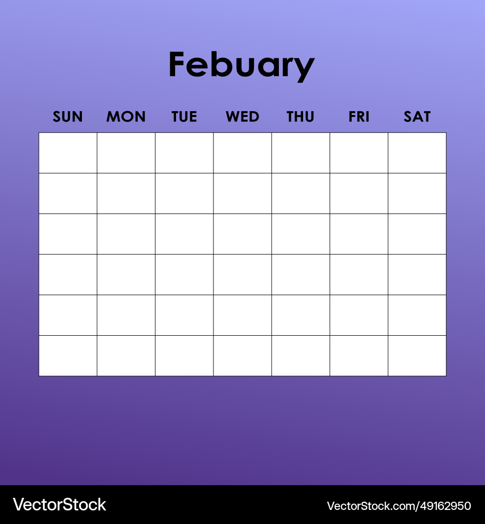 February calendar planner corporate week Vector Image