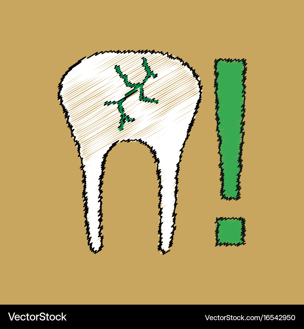 Flat shading style icon tooth fracture Royalty Free Vector