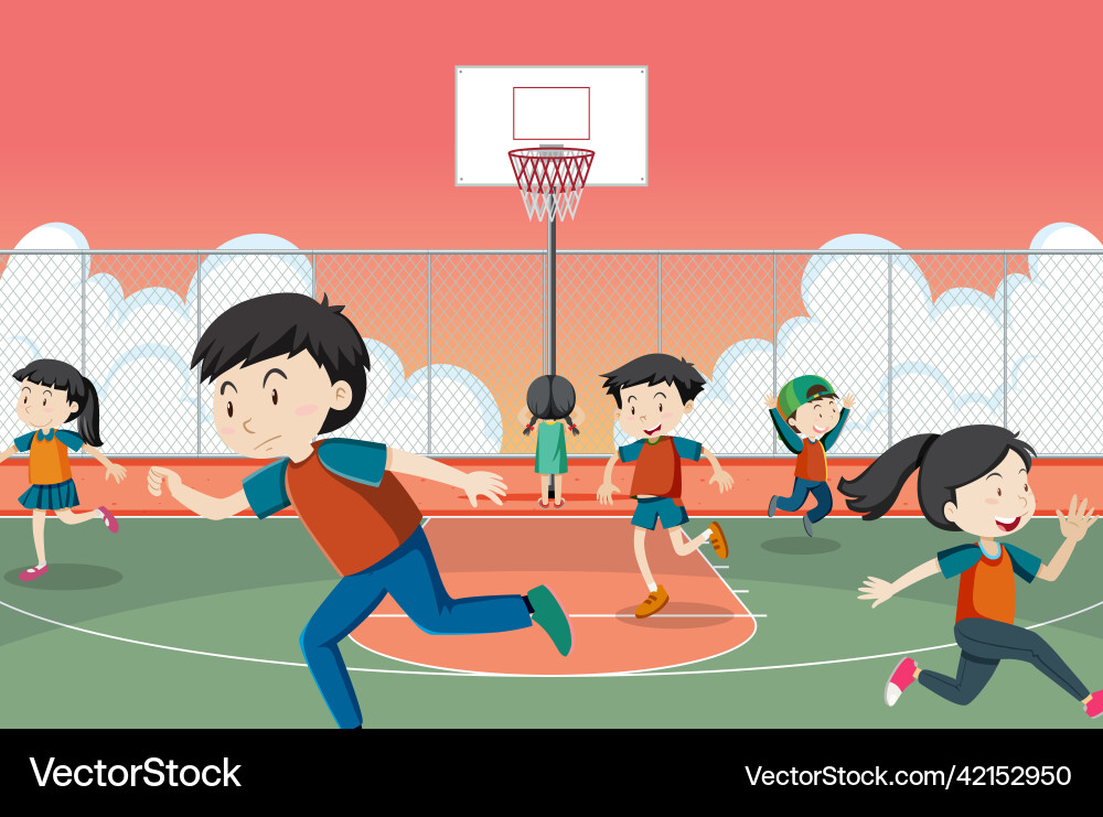 Kids playing red light green game Royalty Free Vector Image