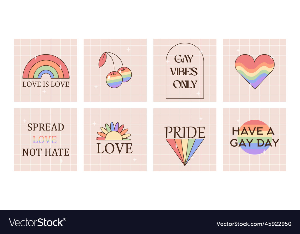 Lgbtqia pride month social media post collection Vector Image