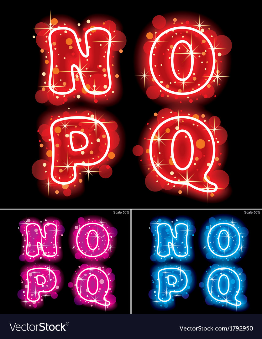 Neon alphabet letters Royalty Free Vector Image