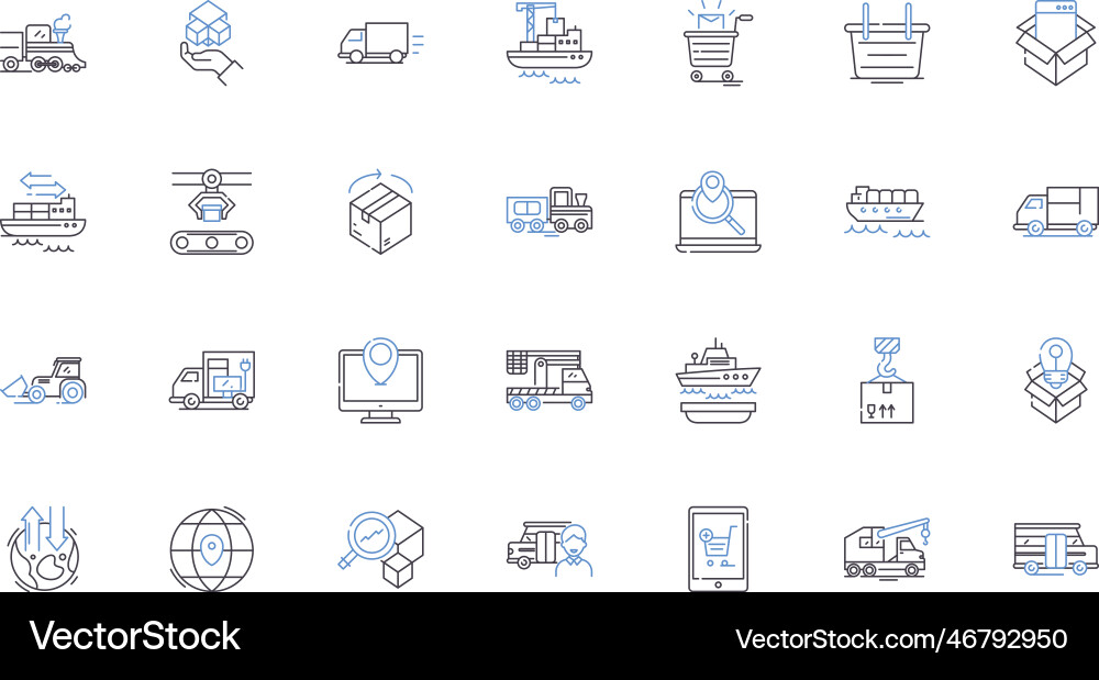 Operations pipeline line icons collection Vector Image