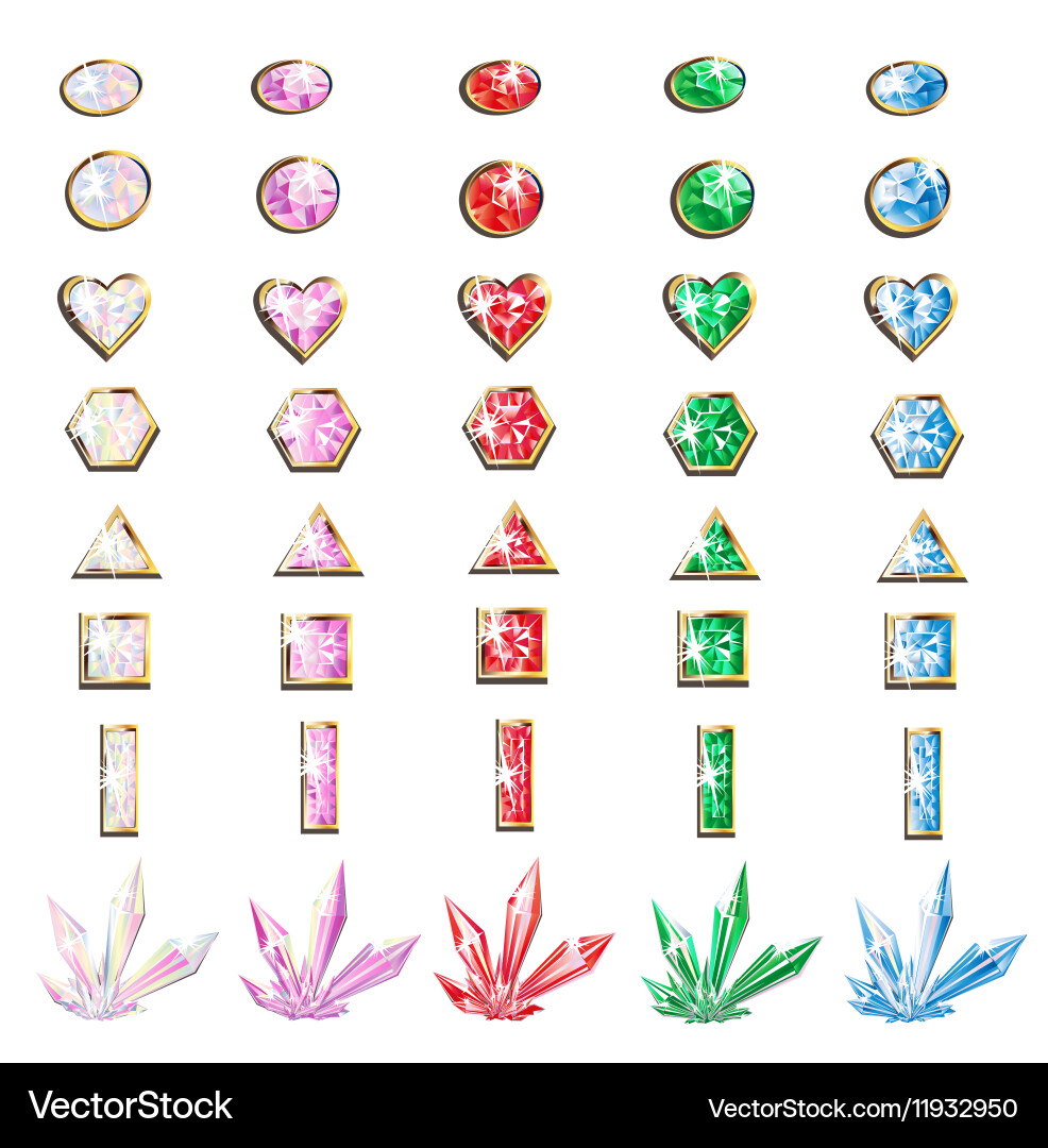 Precious stones and crystals set Royalty Free Vector Image