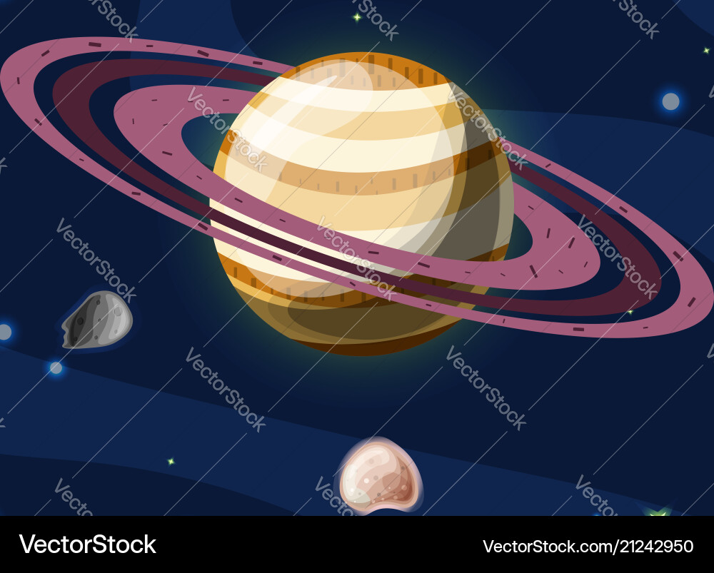 Saturn cartoon planet saturn Royalty Free Vector Image