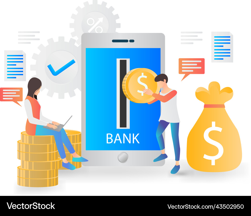 Saving in an online bank Royalty Free Vector Image