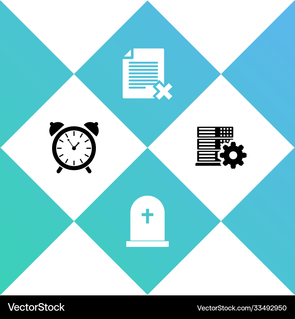 Set alarm clock tombstone with cross delete file Vector Image