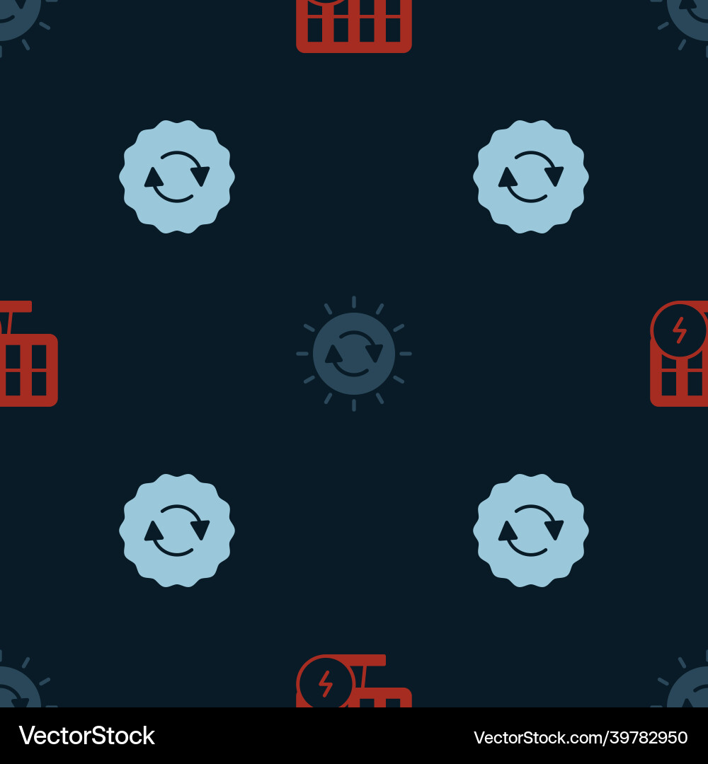 Set solar energy panel and recycle symbol Vector Image