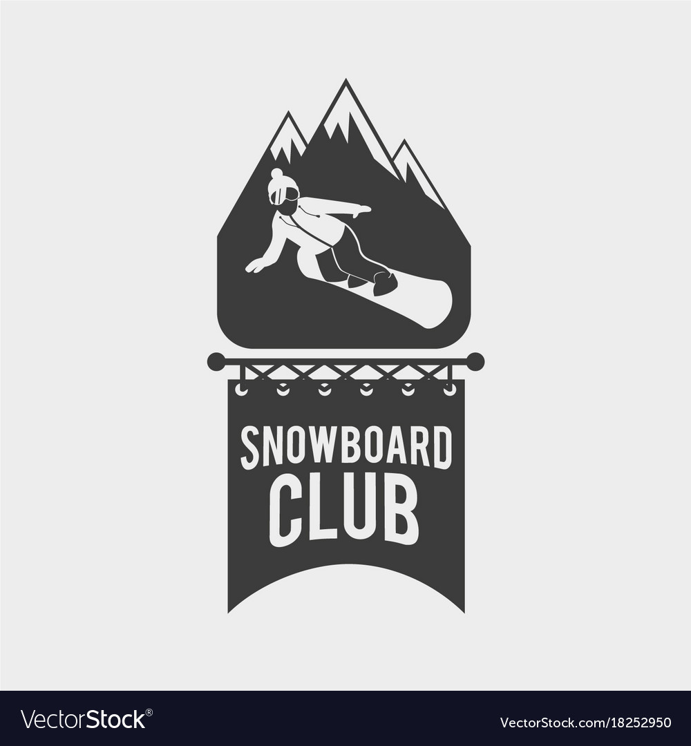 Snowboard club logo label or badge template Vector Image