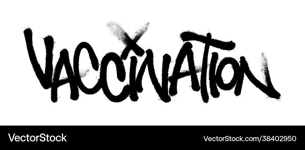 Sprayed vaccination font with overspray in black Vector Image
