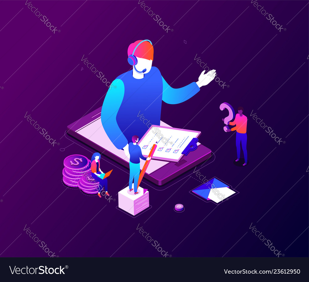 Technical support - modern colorful isometric Vector Image Technical support - modern colorful isometric Vector Image