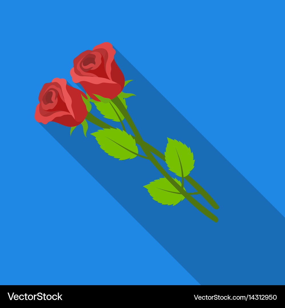 Two roses icon in flat style isolated on white Vector Image