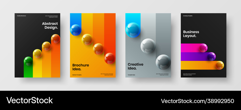 Unique realistic spheres book cover collection Vector Image