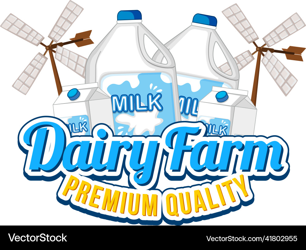 A milk with dairy farm label Royalty Free Vector Image