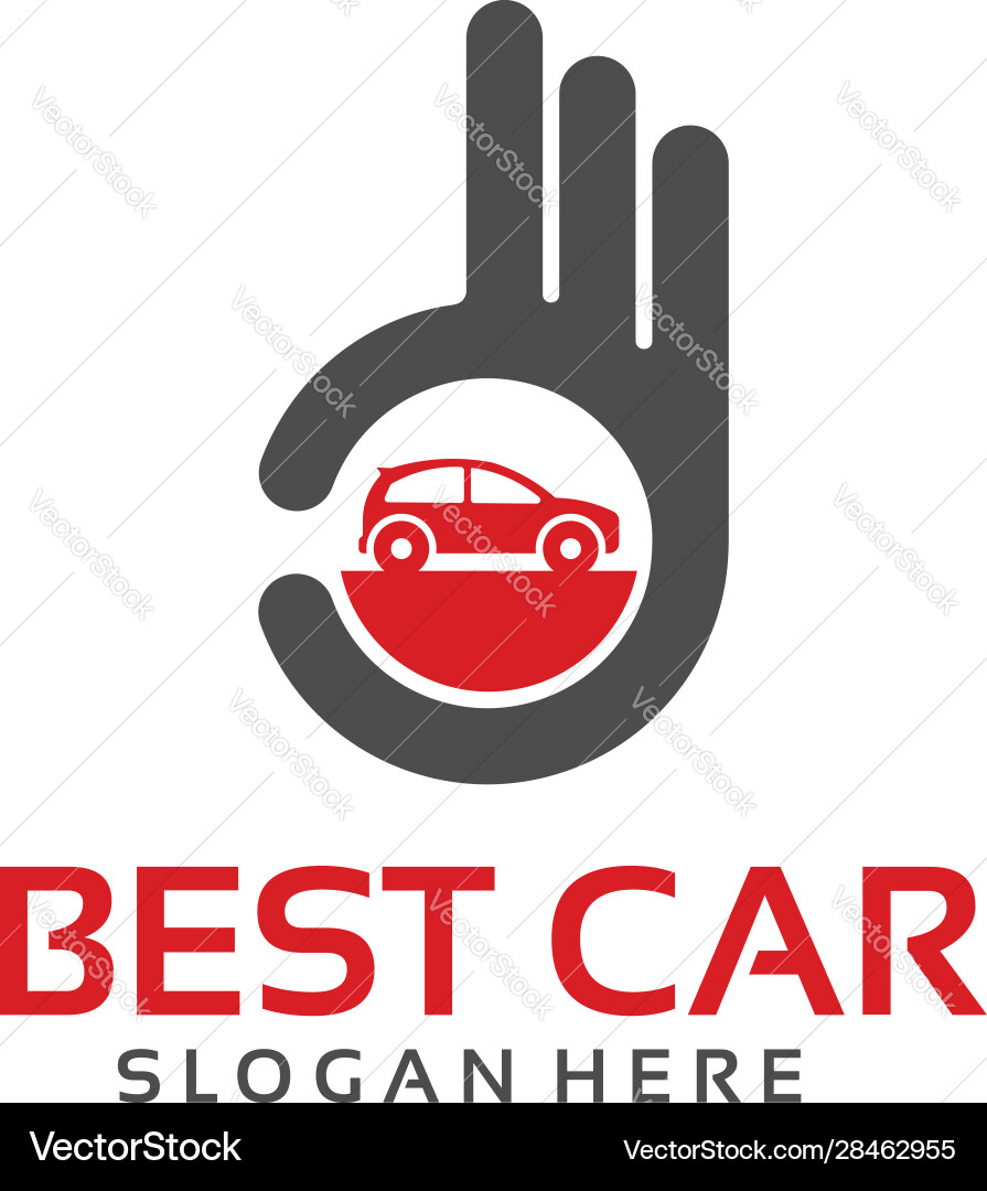 Best car logo template with hand gesture Vector Image