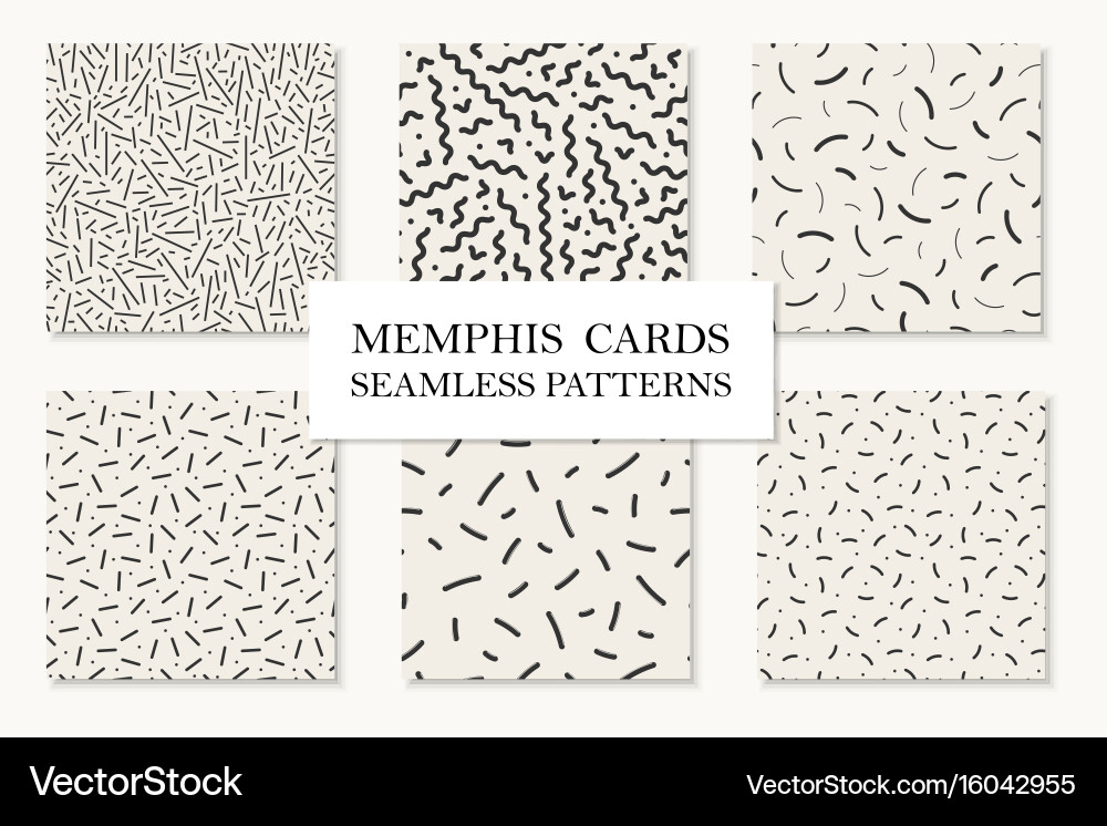 Collection of seamless memphis patterns cards Vector Image