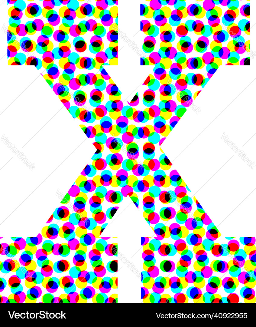 Colorful halftone font design letter x Royalty Free Vector