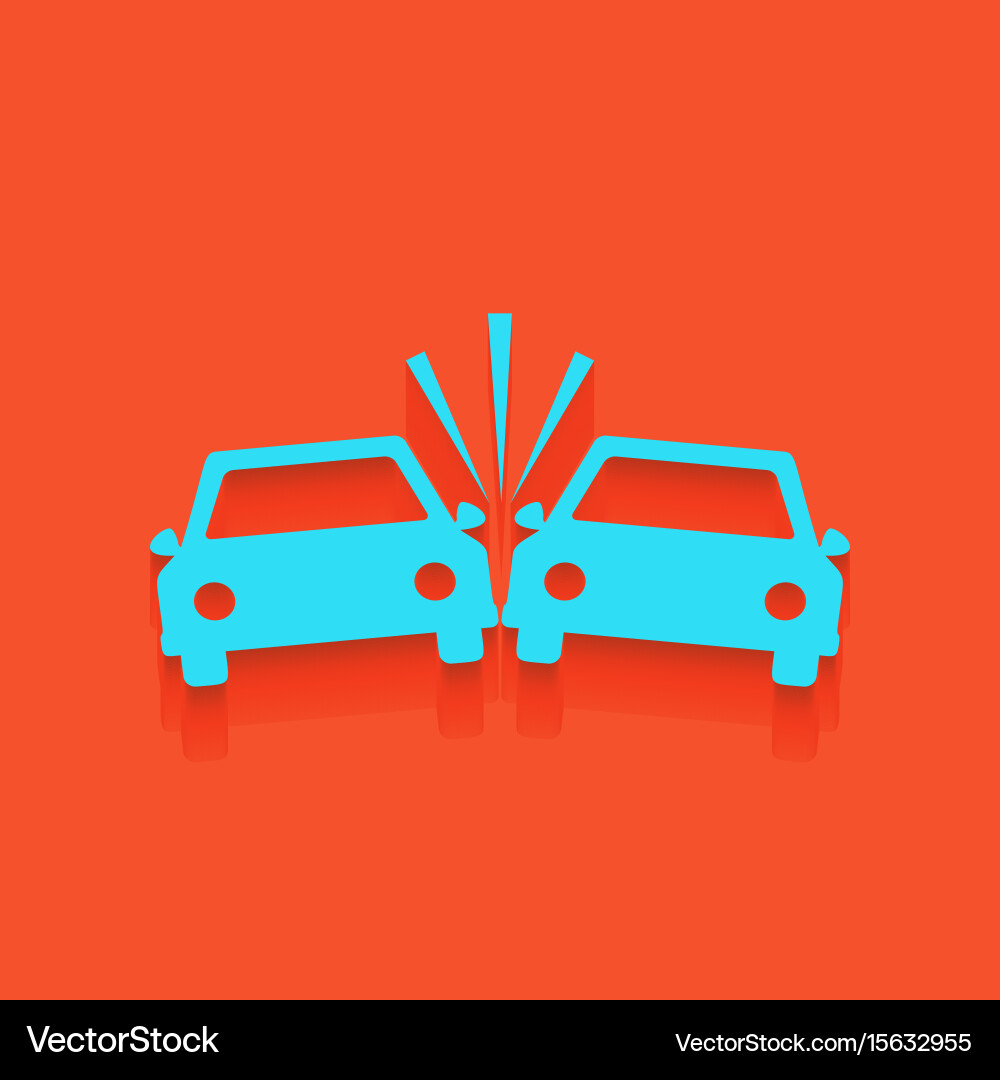 Crashed cars sign whitish icon on brick Royalty Free Vector