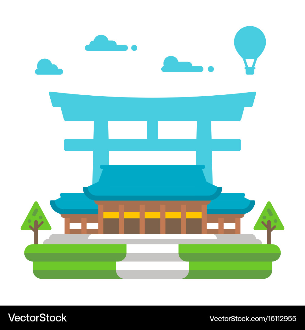 Flat design meiji shrine tokyo Royalty Free Vector Image