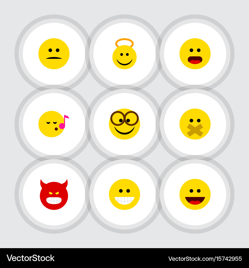 Flat icon gesture set of pouting pleasant Vector Image