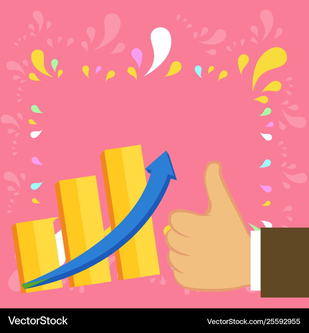 Flat photo design growing business bar chart Vector Image