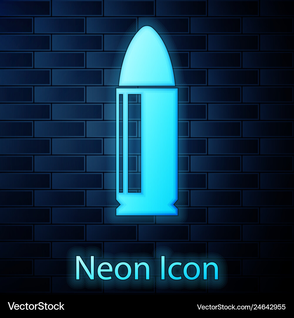Glowing neon bullet icon isolated on brick wall Vector Image