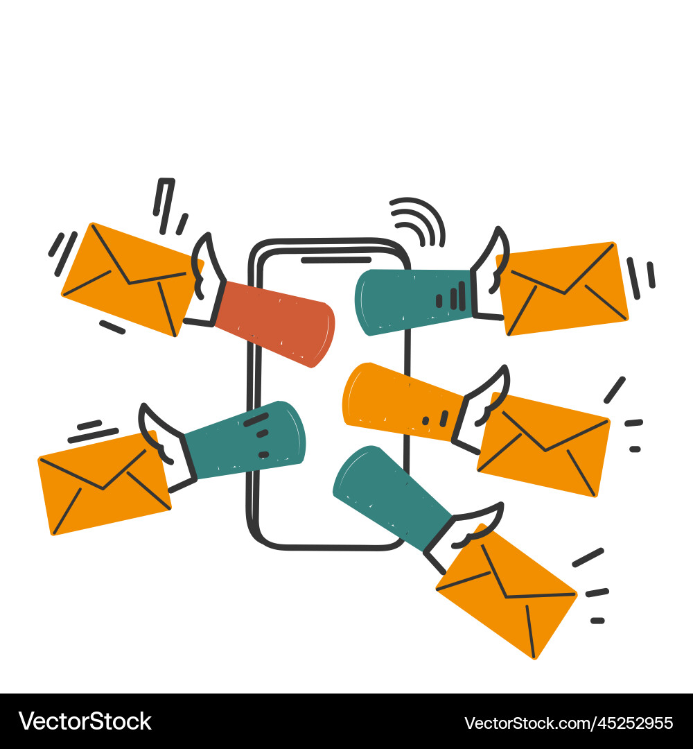Hand drawn doodle mobile phone sends a lot Vector Image