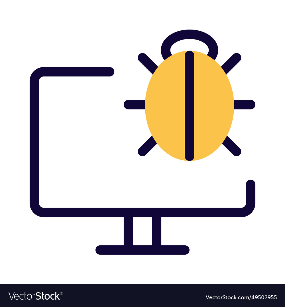 Indicating a software bug on the monitor screen Vector Image
