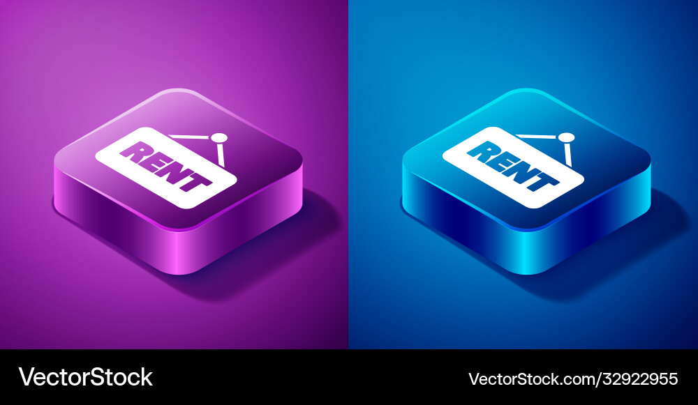 Isometric hanging sign with text rent icon Vector Image