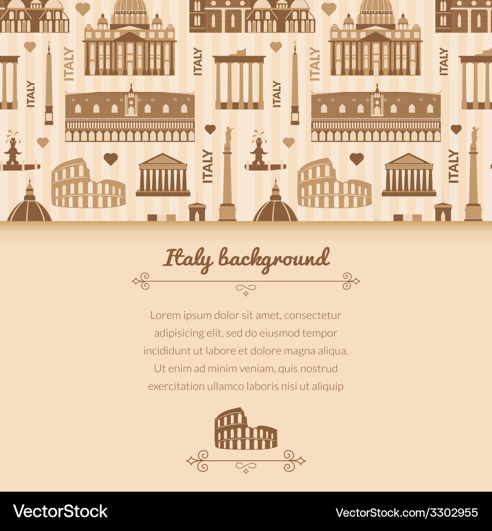 Landmarks of italy background with space for text Vector Image