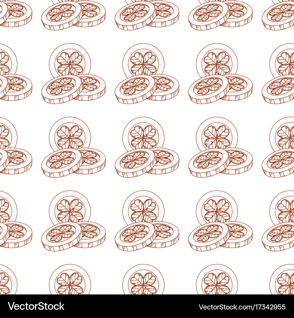 Seamless pattern coins with the image of clover Vector Image