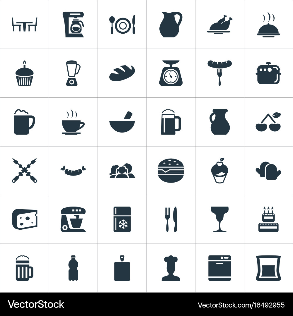 Set of simple kitchen icons Royalty Free Vector Image