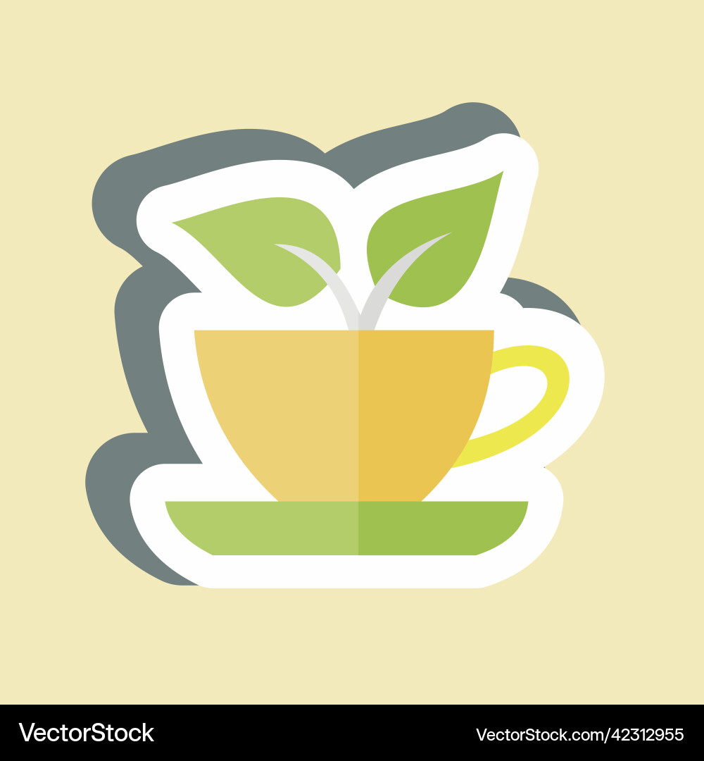Sticker green tea suitable for drink symbol Vector Image