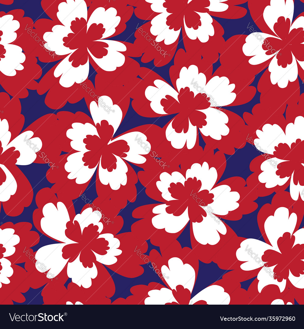 Blue floral brush strokes seamless pattern Vector Image