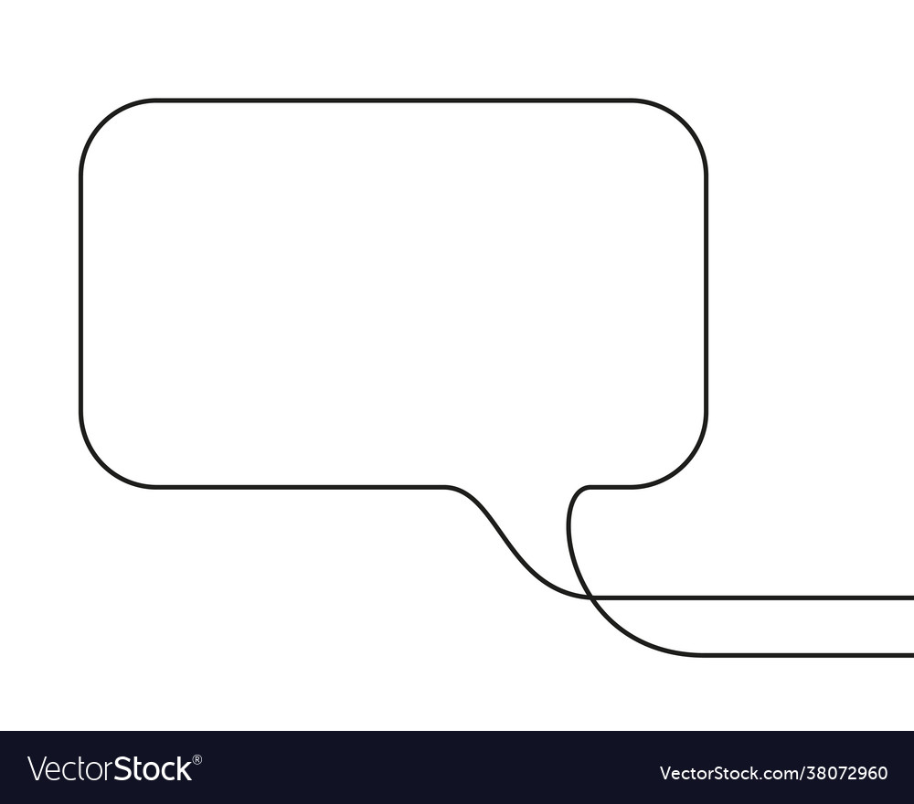 Continuous line drawing rectangular speech Vector Image