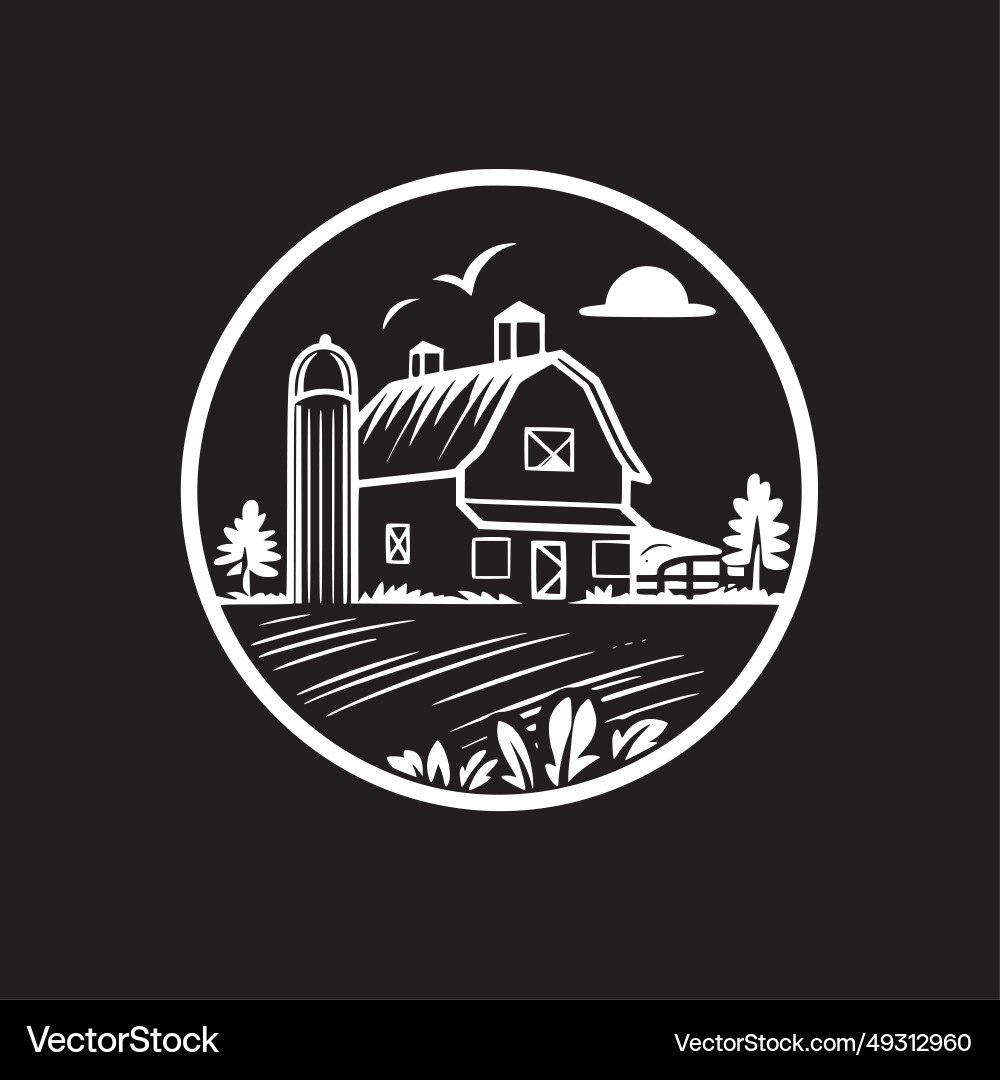 Farm - black and white isolated icon Royalty Free Vector