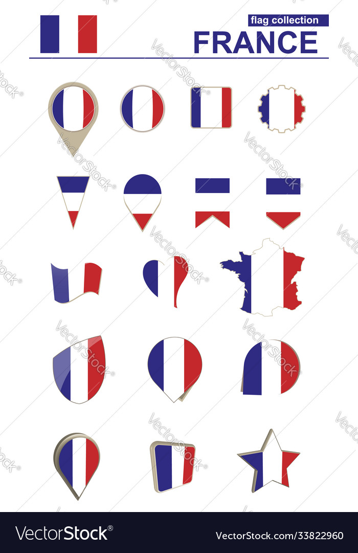 France flag collection big set for design Vector Image