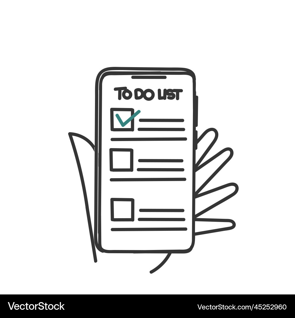 Hand drawn doodle to do list planner on mobile Vector Image