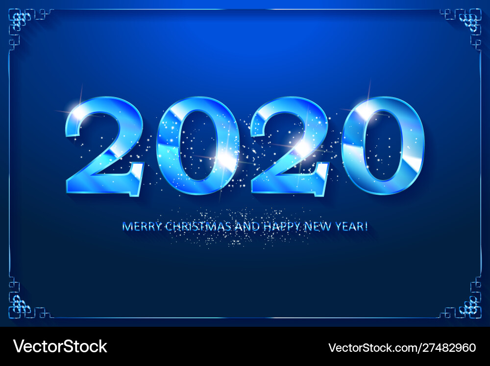Happy new year 2020 blue design Royalty Free Vector Image