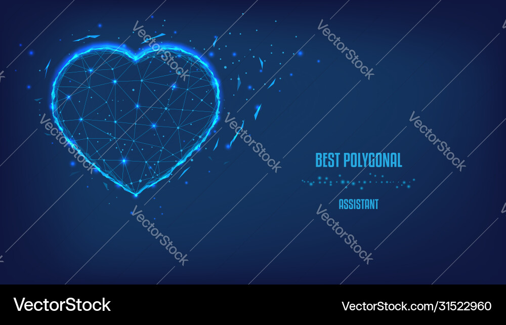 Polygonal heart valentines day background Vector Image