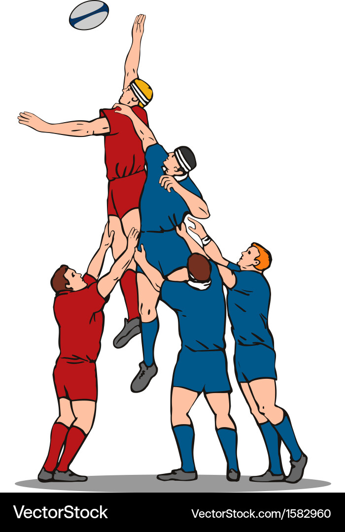 Rugby player catching lineout ball Royalty Free Vector Image